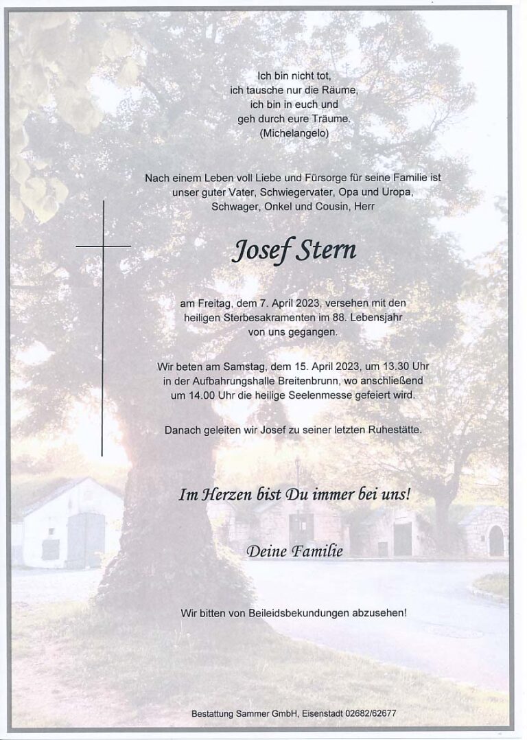 Stern Josef - Bestattung Sammer