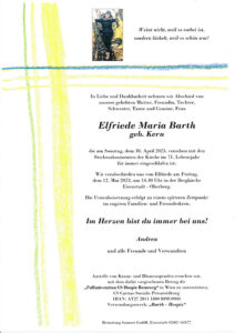 Barth Elfriede Maria - Bestattung Sammer