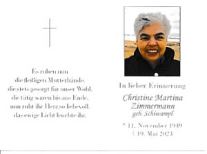 Zimmermann Christine - Bestattung Sammer