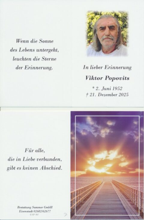 Popovits Viktor - Bestattung Sammer